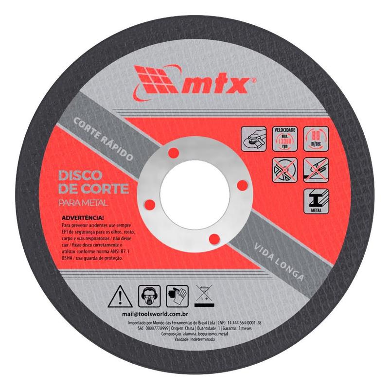 Disco Corte Fino Profissional Esmerilhadeira P Metal 115mm - MTX ...
