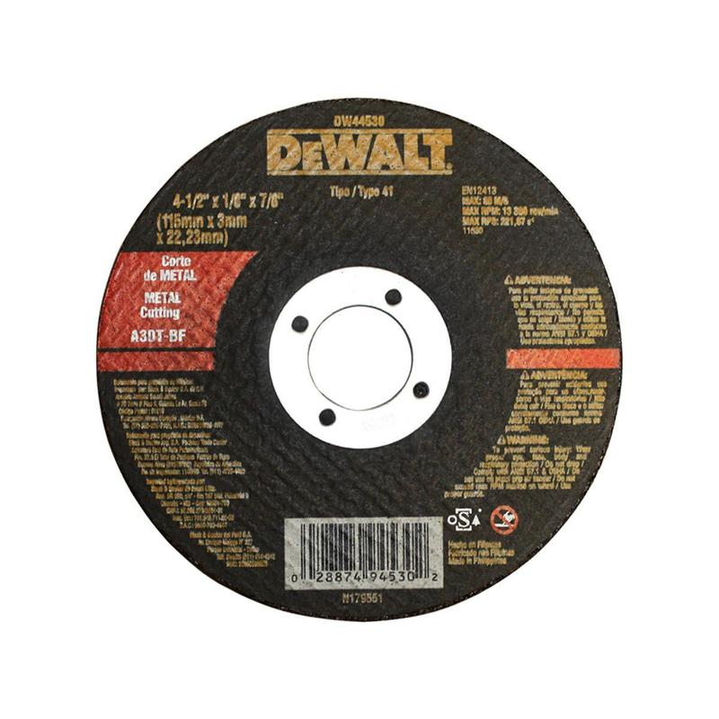 Disco de Corte 4.1/2 X 1/8 X 7/8 Dewalt DW44530 - Disco de Corte ...