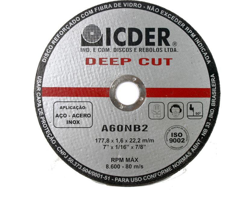Disco de Corte 7 Pol x 1,6 Fino Deepcut Icder - Disco de Corte ...