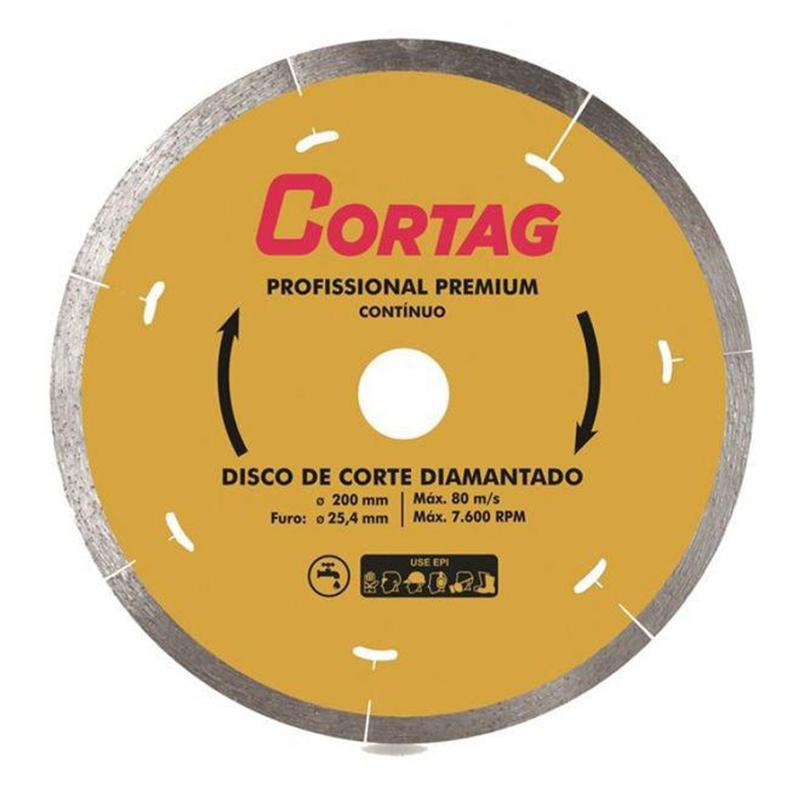 Disco De Corte Diamantado Contínuo Profissional Premium 200mm Cortag ...