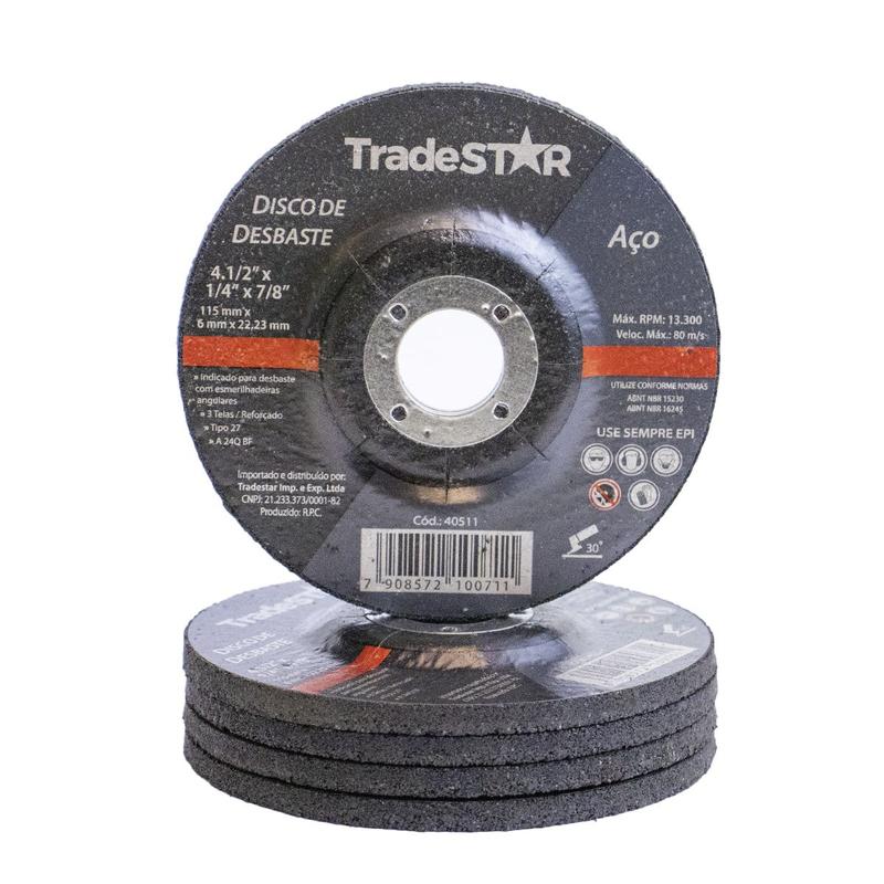 Disco de Desbaste Metal 4.1/2 Pol Kit 25 Peças 115 mm x 6 mm ...