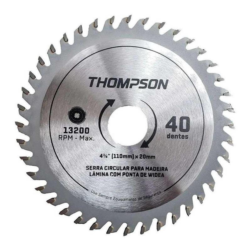Disco De Serra Madeira Thompson Vídea 110MM 4"3/8 x 40 Dentes - Disco ...