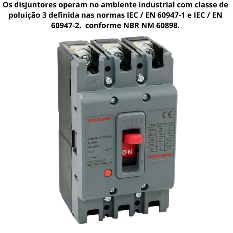 Disjuntor Caixa Moldada Asgard 3P Tripolar/Trifásico 315A SDJS315 - STECK - Disjuntor Caixa ...