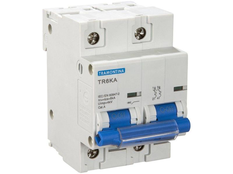 Disjuntor Din Bipolar 80A Curva C Tramontina - TR6KA 2P - Disjuntor Din - Magazine Luiza