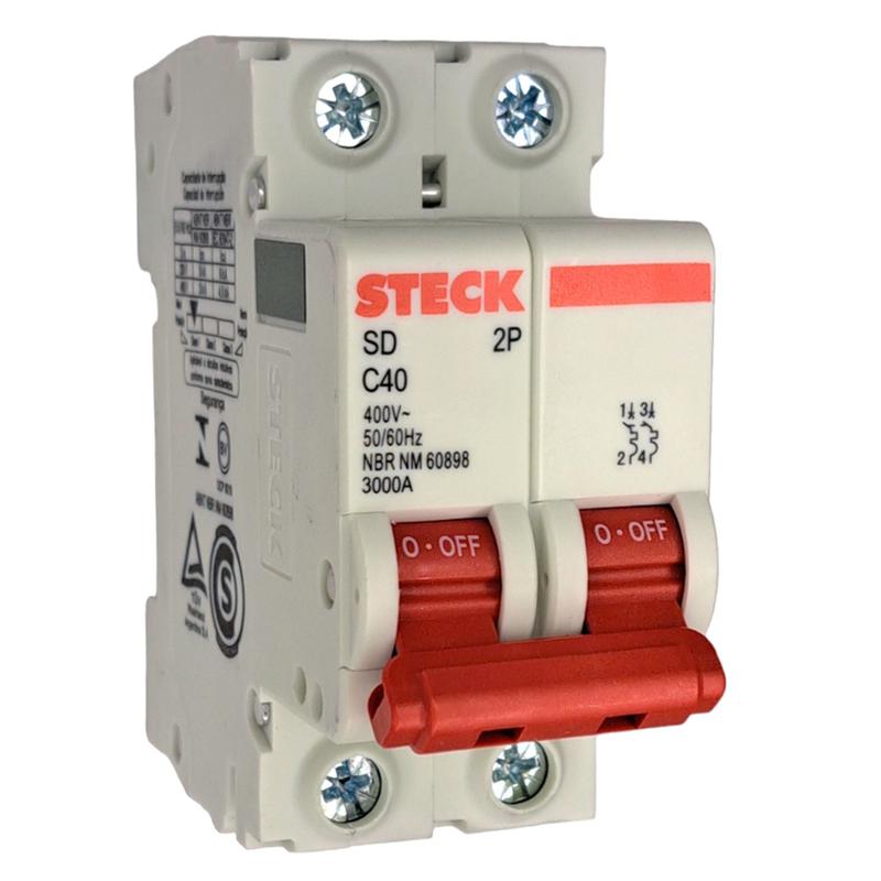 Disjuntor Din Steck Bipolar 40A Amperes Curva C - Disjuntor DR - Magazine Luiza