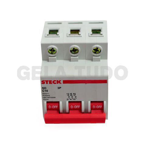 Disjuntor Serie SD63 10A 3P Curva C - STECK - Disjuntor DR - Magazine Luiza