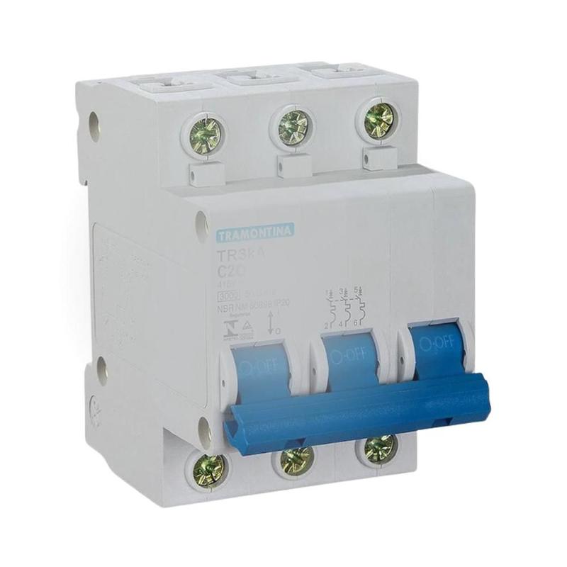 Disjuntor Tripolar 3X20A Curva C Mini Din Tramontina - Disjuntor Din - Magazine Luiza