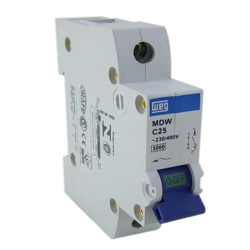Disjuntor Unipolar Weg 25A MDW-C25 - Disjuntor Din - Magazine Luiza