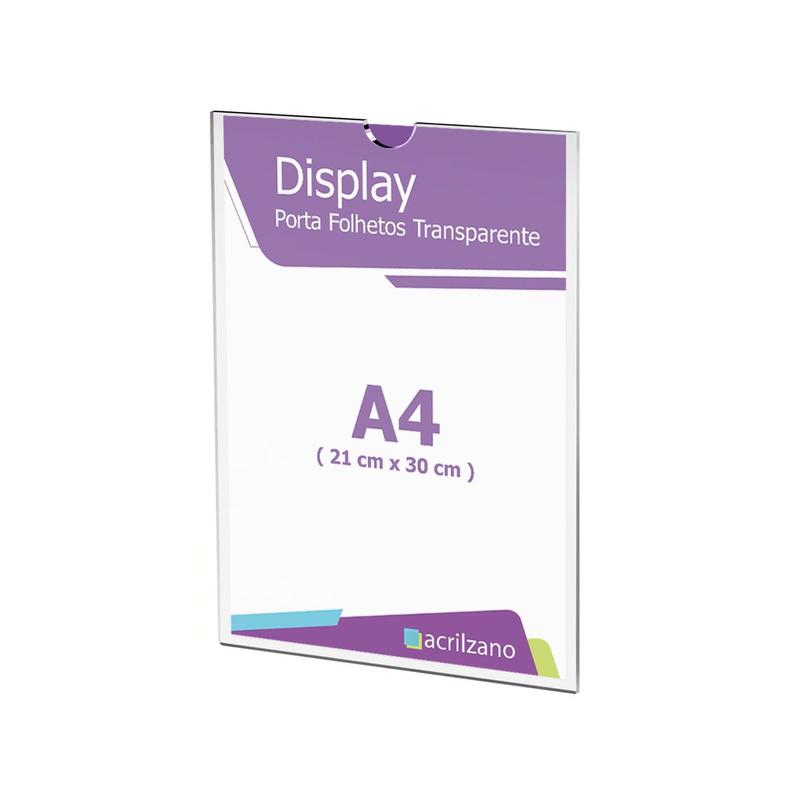 Display Expositor Acrílico Porta Papel A4 21x30cm Parede - Acrilzano ...