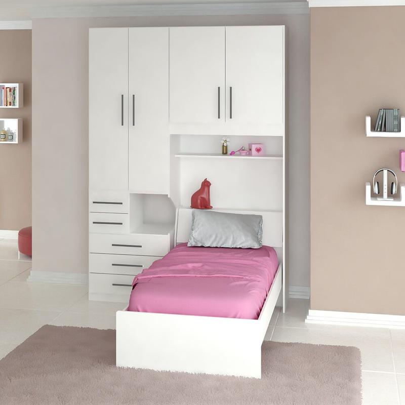 Dormitório De Solteiro 1225 Completo Esquerdo Branco - Móveis Ilan ...