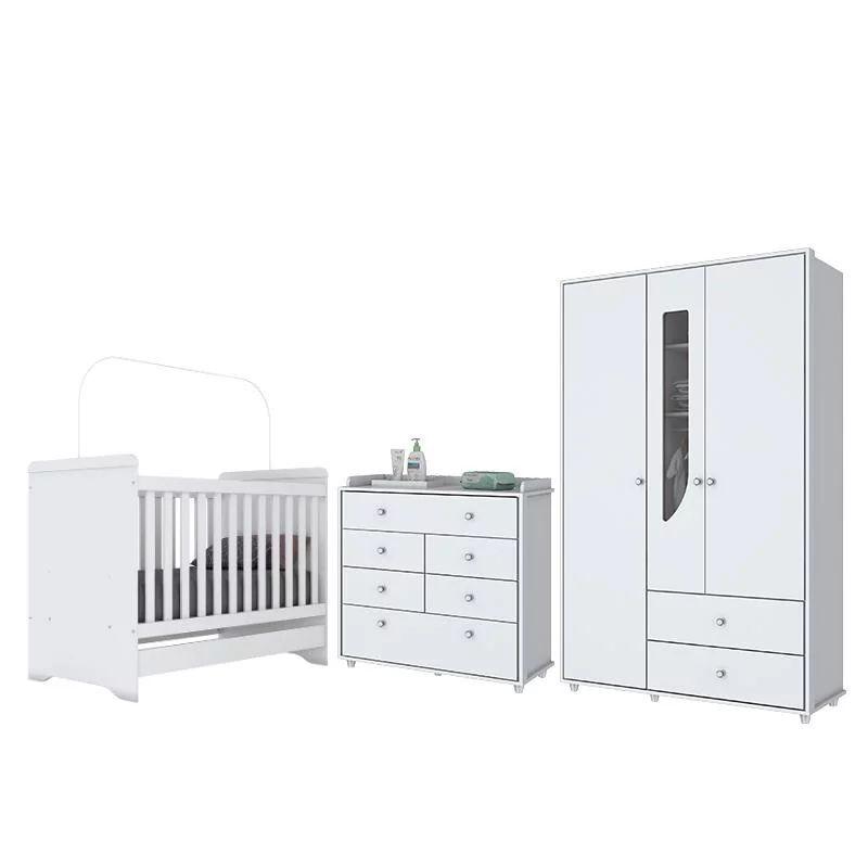 Dormitório Infantil Bolha de Sabão Guarda Roupa, Cômoda e Berço Cafuné ...