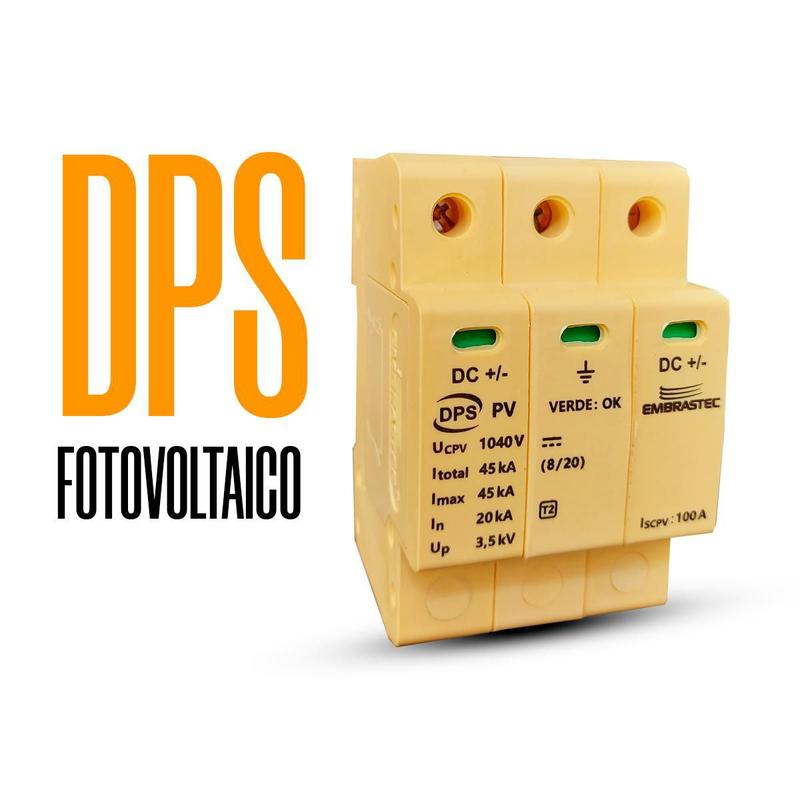 DPS Solar Fotovoltaico Tripolar 1000V 45kA Disp de Proteção contra ...