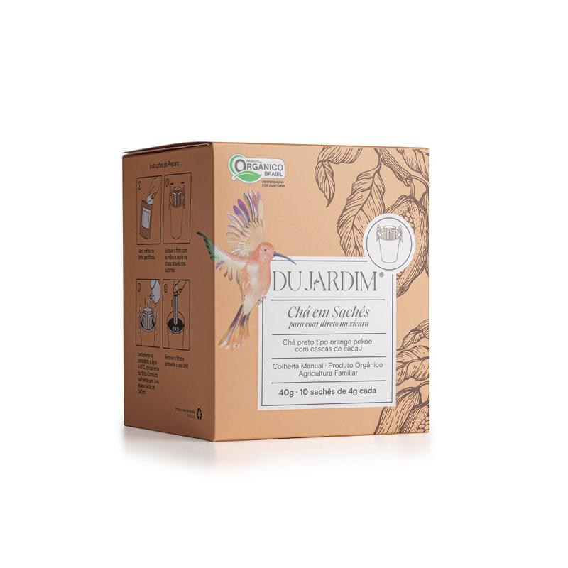 Drip tea - Cha preto com cascas de cacau em saches - Organico Tipo:Drip TeaPeso:40g - Du Jardim ...