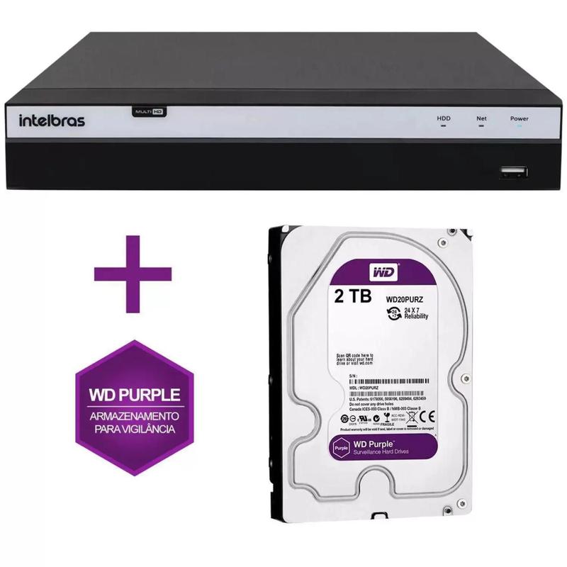 DVR Intelbras Full HD MHDX 3108 + HD 2TB WD Purple - Gravador de Vídeo ...