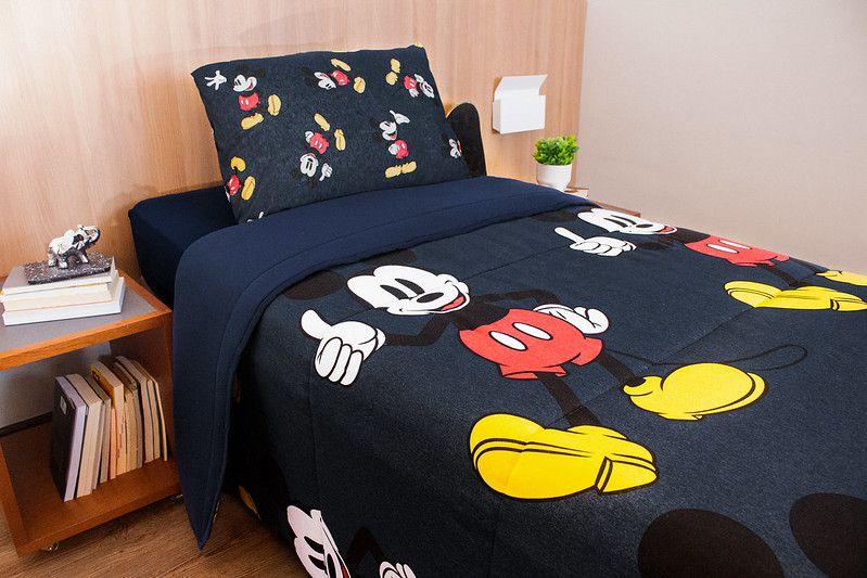 Edredom Casal Disney Mickey Classic Marinho/Azul Profundo Portallar ...