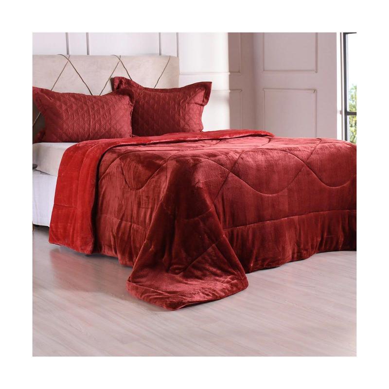 Edredom Plush Bicolor Casal Dupla Face Toque Flannel Cinza - Bene Casa ...