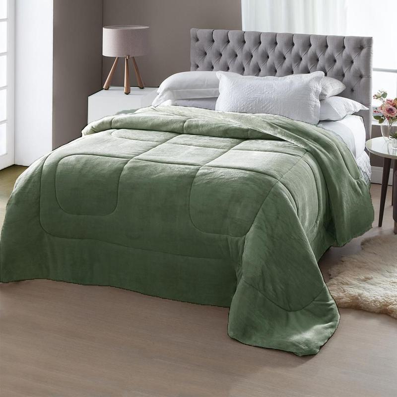 Edredom Queen Dupla-Face Atrium Flannel Verde Musgo Jolitex - Ind E Com ...