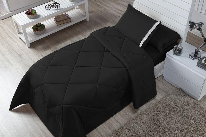 Edredom Solteiro kit 4 peças Aconchego 100% Poliéster - Casa Completa ...