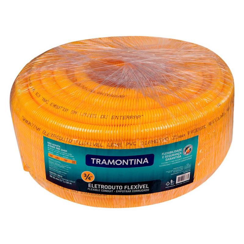 Eletroduto Corrugado Flex 50m DN25 3/4 Tramontina Amarelo - Conduíte ...