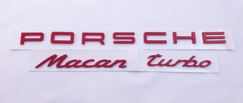 Emblema Letra Porsche + Macan + Turbo Vermelho - OEM - Acabamentos ...