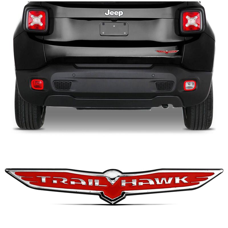 Emblema Letreiro Jeep Renegade Trailhawk Wrangler Cromado e Vermelho ...
