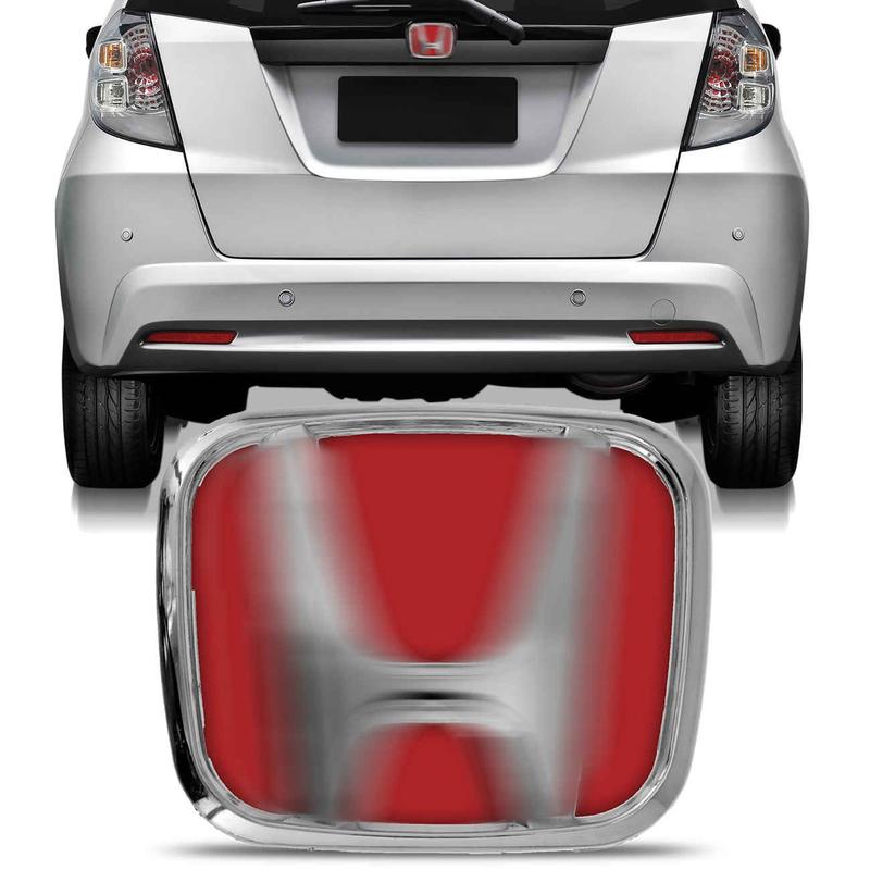 Emblema Porta Malas Honda Cromado Fundo Vermelho Civic Fit City HRV WRV ...