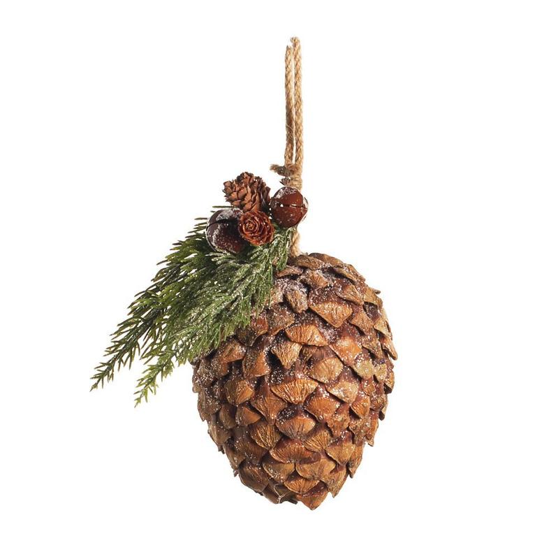 Enfeite Árvore Natal Para Pendurar Pinha Oval Marrom 20cm - Cromus ...