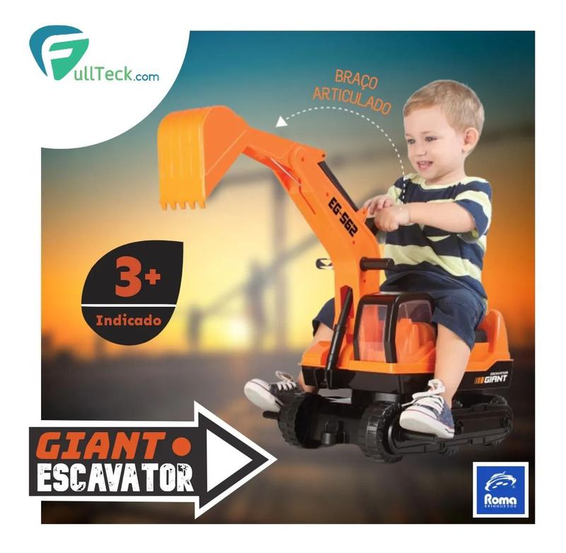 Escavadeira Gigante Infantil Giant Escavator Roma Brinquedos - SHOPBR ...
