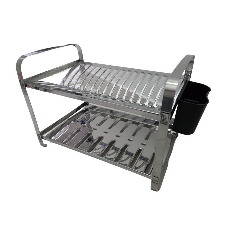 Escorredor De Aço Inox 20 Pratos Com Porta Talheres Inox - Mak Inox ...