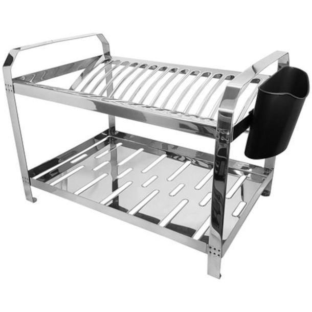 Escorredor Inox 16 Pratos C/Porta Talher Sistema Anti-Cortes - Dinox ...