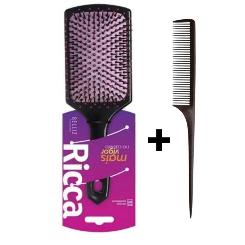 Escova De Cabelo Raquete Ricca com Pente Profissional - Ricca Belliz ...