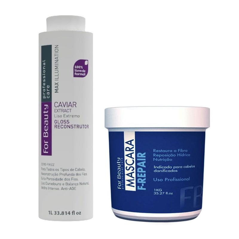 Escova Progressiva For Beauty Caviar Max Illumination 1L + Máscara F ...