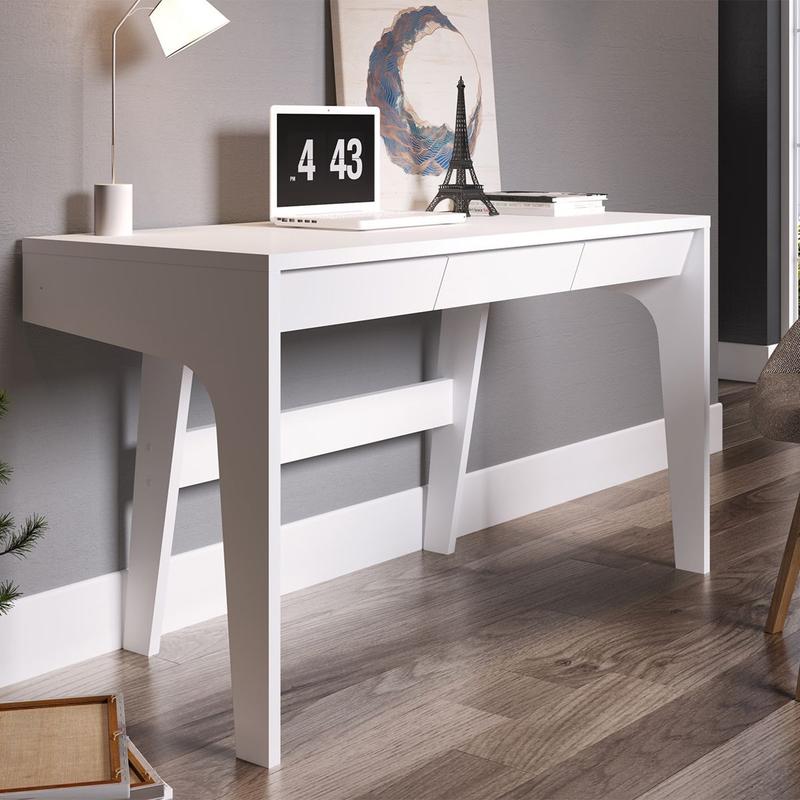 Escrivaninha Escritório Artesano Lift Retangular 3 Gavetas Branca ...