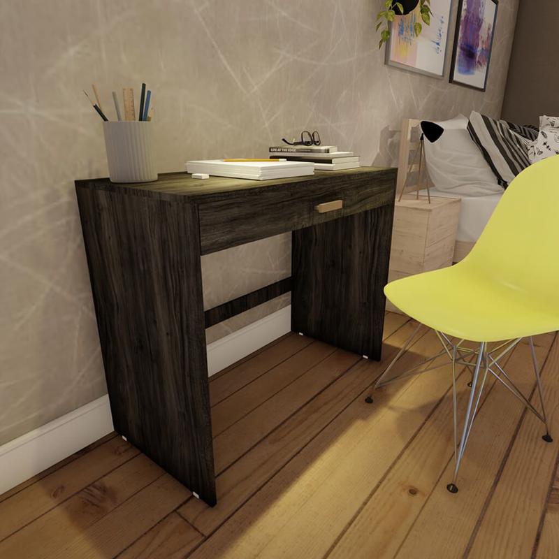 Escrivaninha Moderna 1 Gaveta Grande Carvalho Escuro - Bento Móveis ...