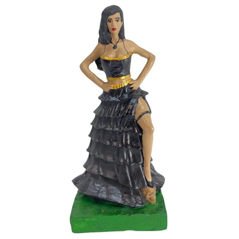 Escultura Pomba Gira Preta 15 Cm Com Crânio No Pé 7 Saias - Lua Mística ...