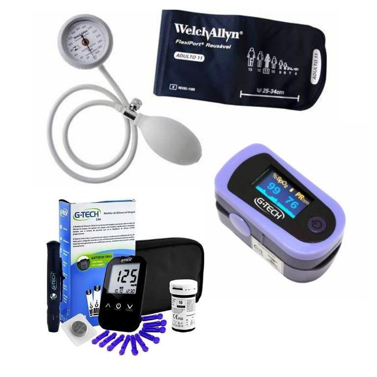 Esfigmo Welch Allyn Oxímetro G-tech Oled e Glicossimetro - Oxímetro ...