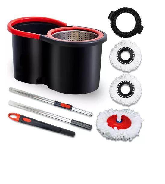 Esfregão Mop Giratório 360 Centrifuga Cesto Preto Inox 8l - Haibrasil ...