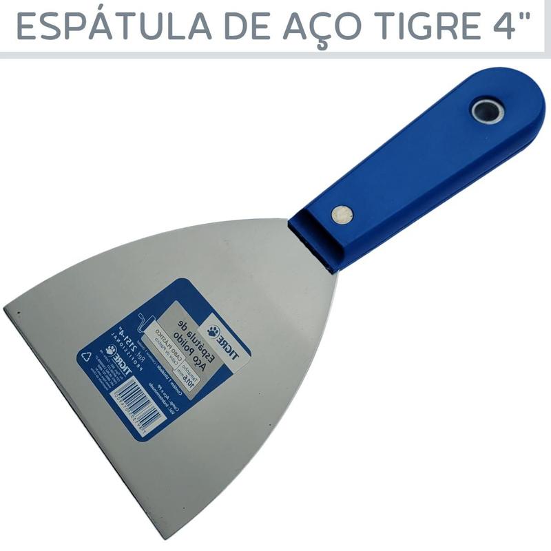 Espátula de Aço Polido Tigre 4" Multiuso Uso Profissional Reforçada ...
