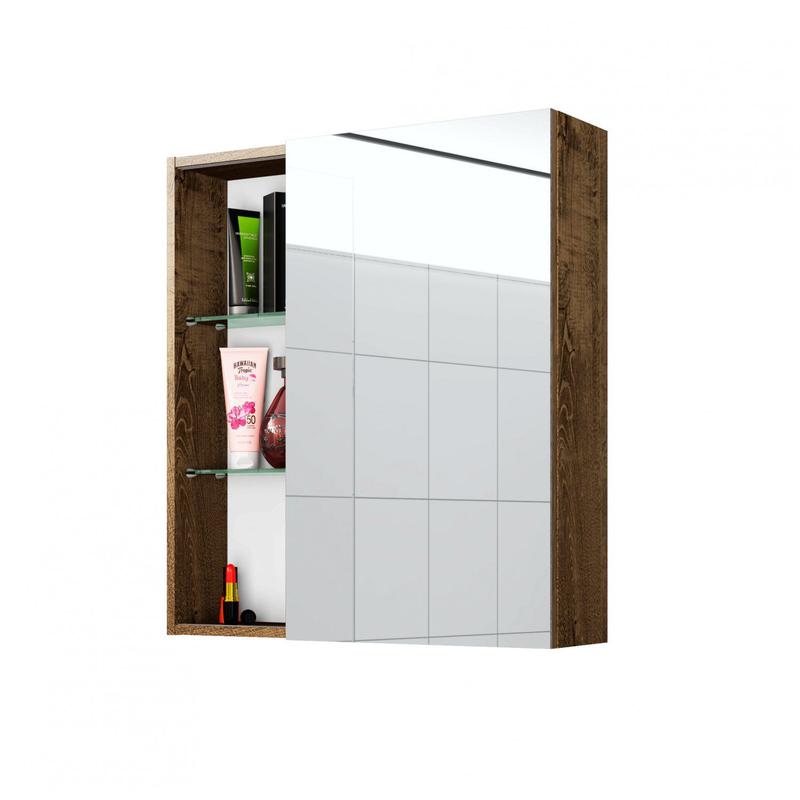 Espelheira para Banheiro 1 Porta Nancy Móveis Bechara Madeira Rústica ...