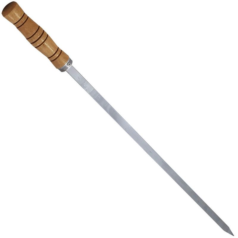 Espeto Simples Chato 85cm Alumínio Cabo Madeira Churrasco - Zanline ...
