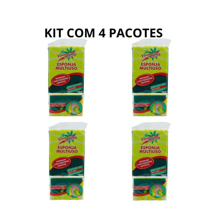 Esponja Bucha Multiuso de Lavar Louça Kit com 4 Pacotes - ESPONFLORA ...