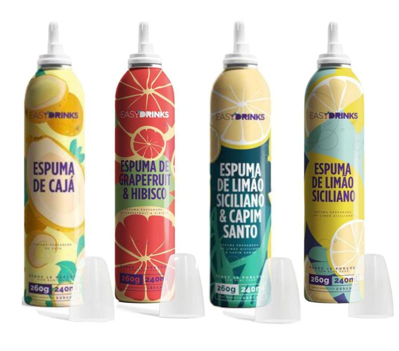 Espuma Easy Drinks - 4 Sabores X 260g Cada - Espuma para Drinks ...