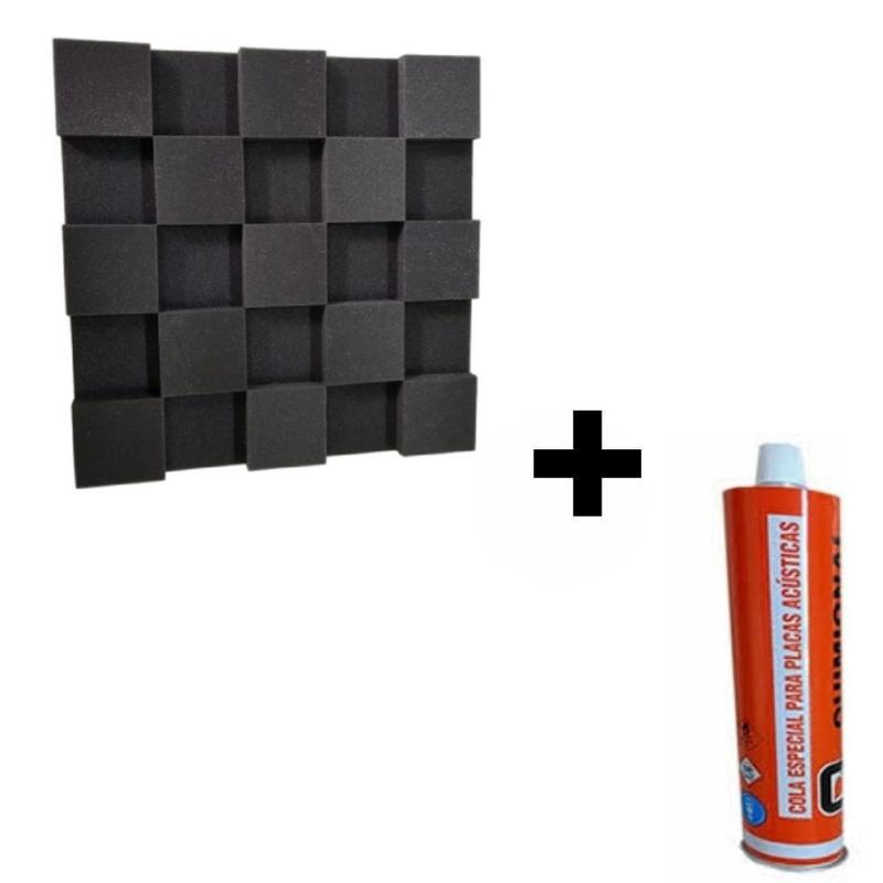 Espuma Tabuleiro 50cmx50cmx3cm Cinza 10 Placas + 1 Cola - Armazém das ...