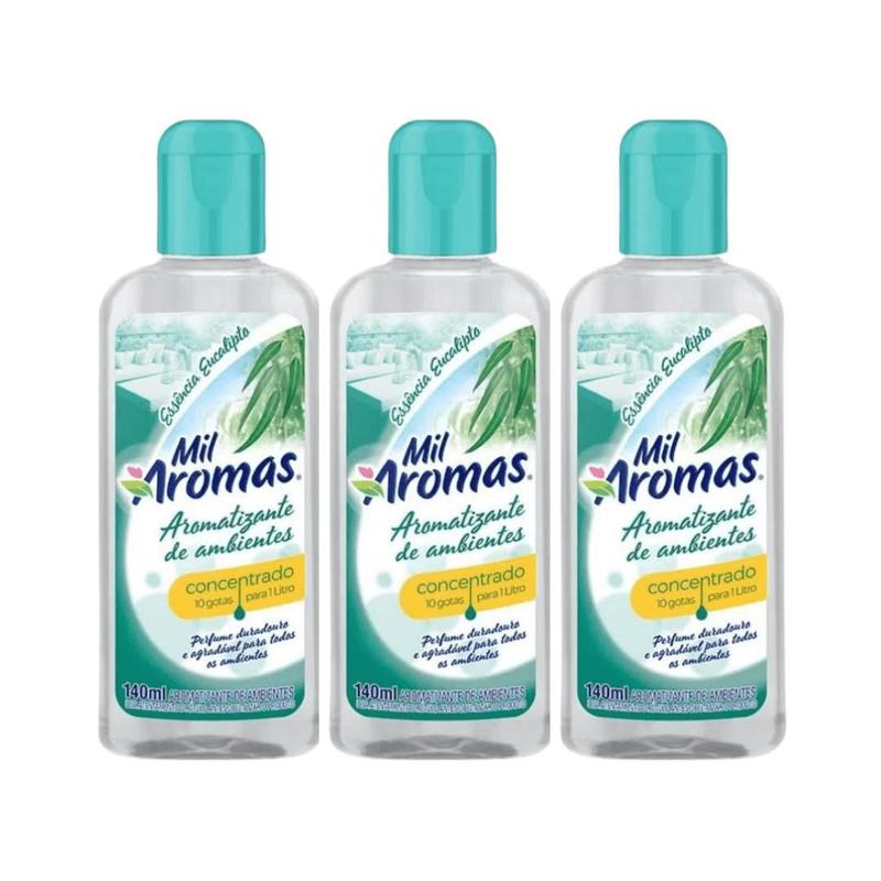 Essência Concentrada de Eucalipto Mil Aromas 140ml com 3 unidades - Essência para Aromatizador ...