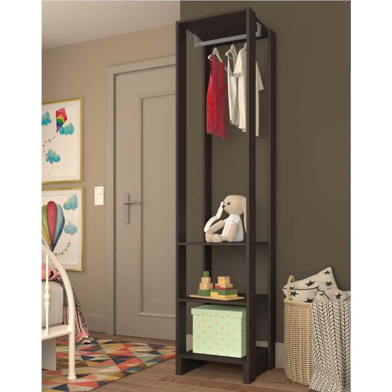 Estante Closet 40cm 3 Prateleiras e 1 Cabideiro - Grafite - Nova Móbile ...