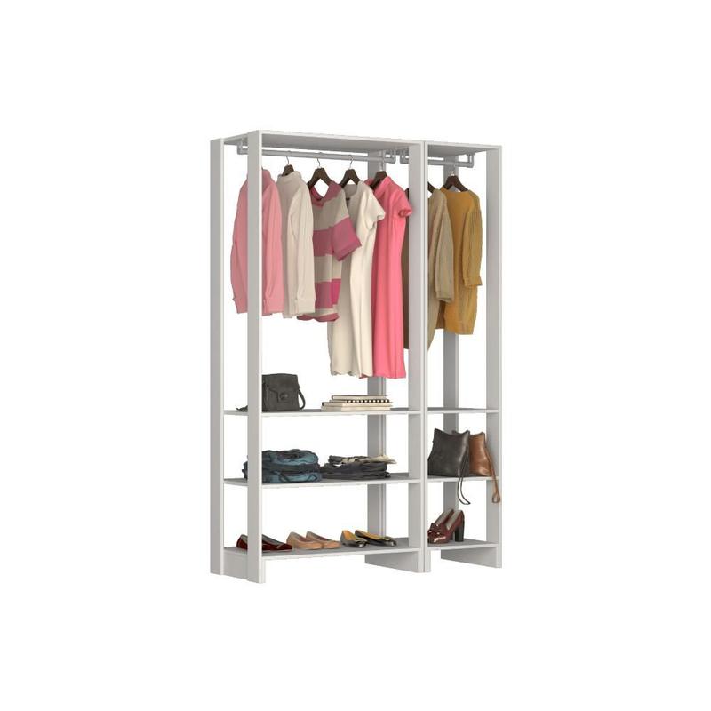 Estante Closet Yes 120cm com 2 Cabideiros - Branco - Nova Móbile ...