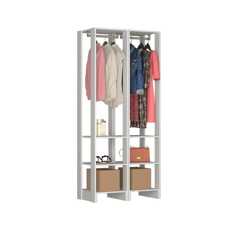 Estante Closet Yes 80cm com 2 Cabideiros - Branco - Nova Móbile ...