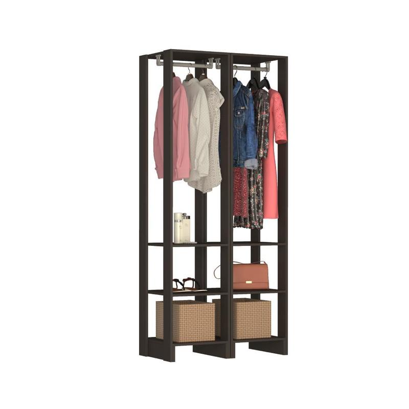 Estante Closet Yes 80cm com 2 Cabideiros - Grafite - Nova Móbile ...