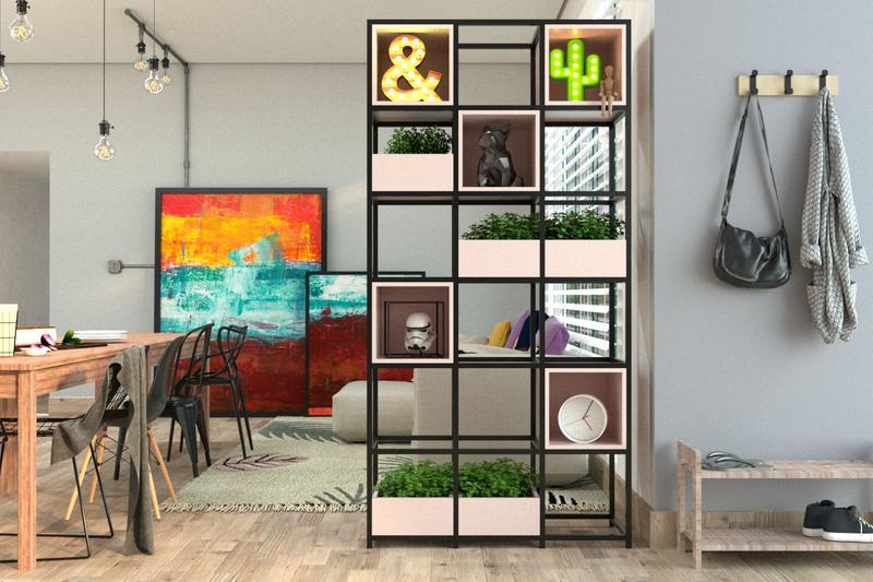 Estante Estilo Industrial de Metalon e Madeira para Sala de Estar ...