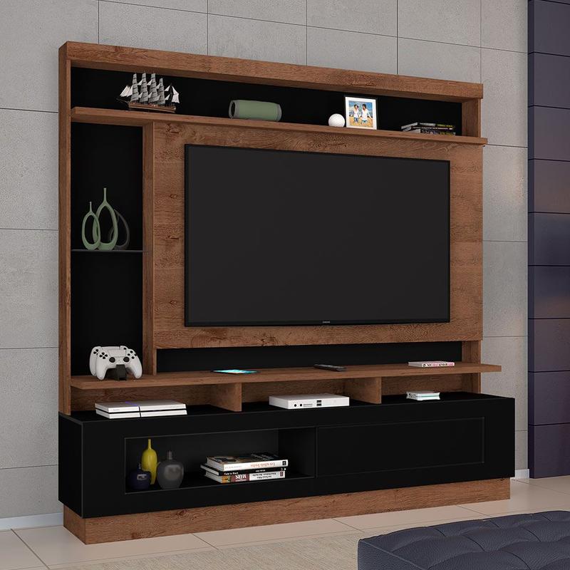 Estante Home para TV 65 Polegadas 1 Porta Verona Freijó/Preto - Atualle - Estante para TV ...